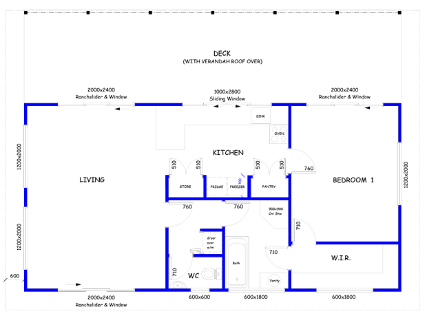 72m2 - One bedroom plus deck - Mount Timber Homes